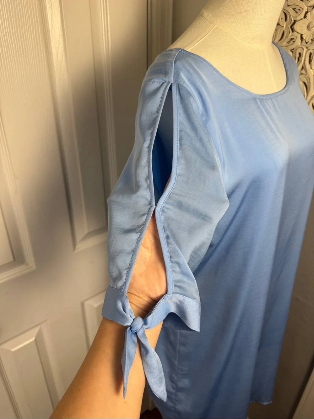 Renuar | Dresses | Renuar Sky Blue Tiesleeve Shift Dress | Poshmark